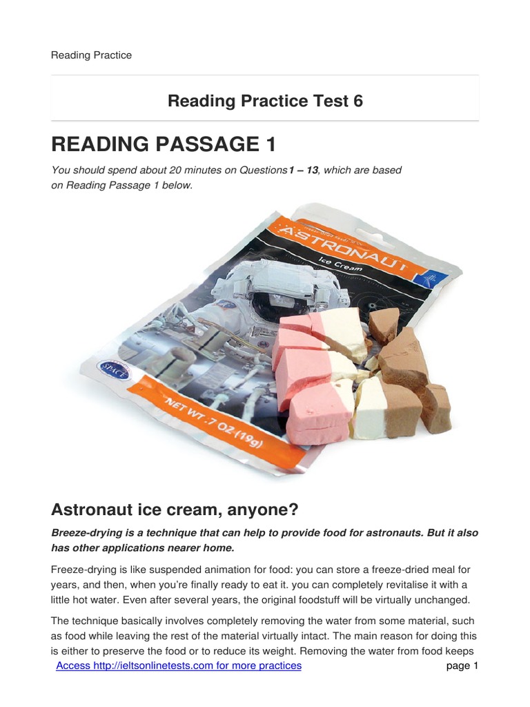 Reading Passage 1 | PDF | Freeze Drying | Ice