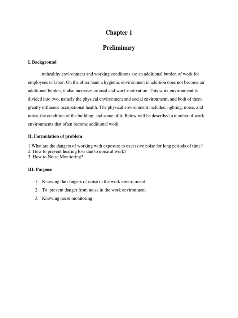 Preliminary: I. Background | PDF | Noise | Hearing Loss
