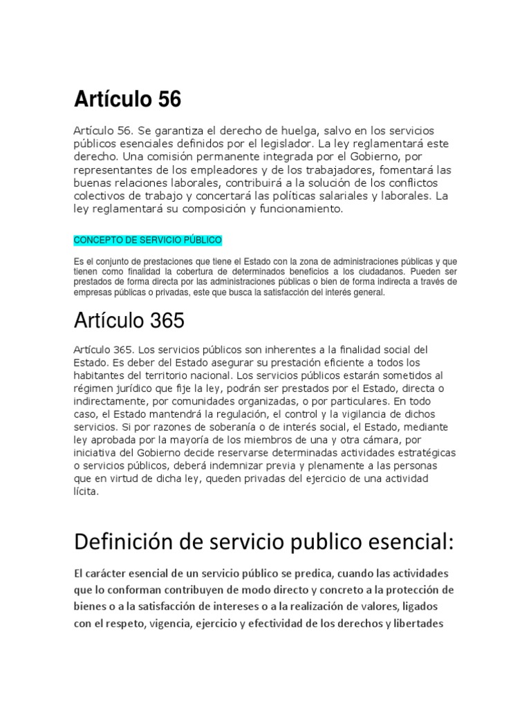 Artículo 56 | PDF | Estado (política) | Derecho laboral
