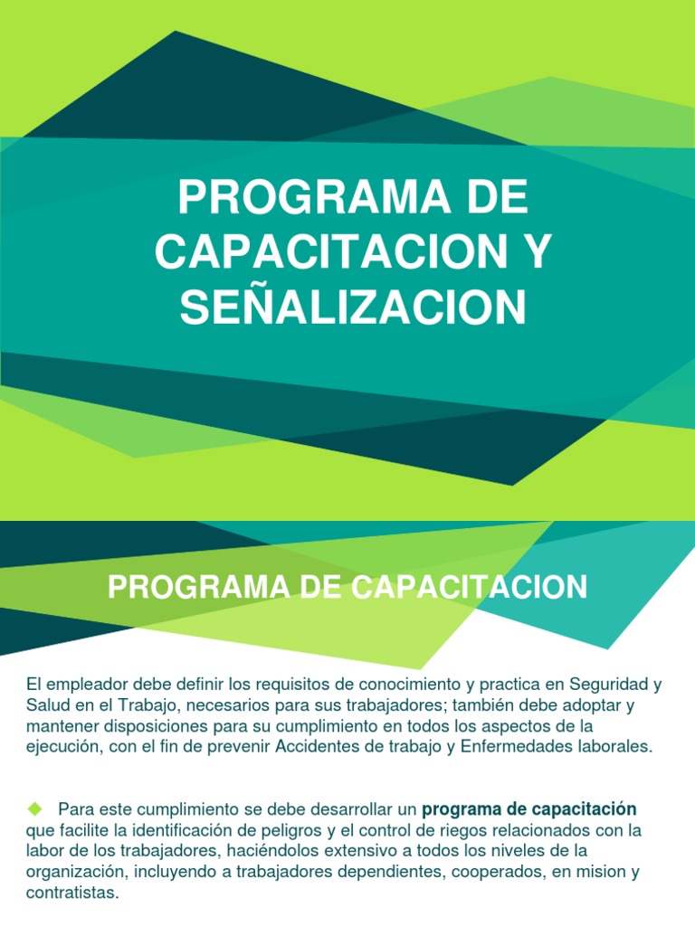 Programa de Capacitación y Señalizacion SST | PDF | Color | Conocimiento