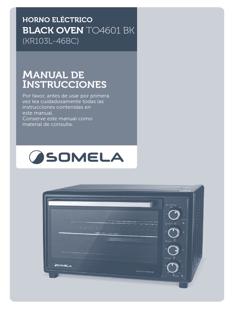 Manual HornoElec BlackOven TO4601-BK 3ok | PDF | Aluminio | Enchufes y tomas de corriente alterna