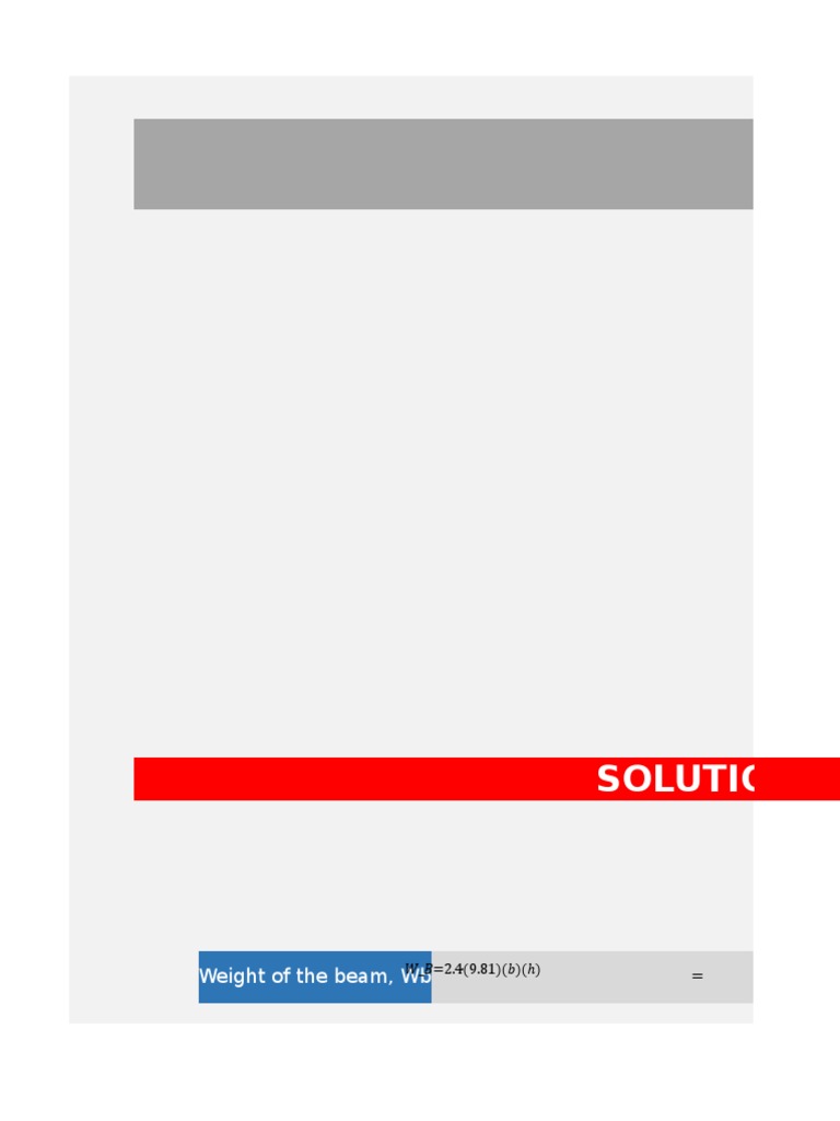 Solution: Weight of The Beam, WB | PDF | Continuum Mechanics | Materials