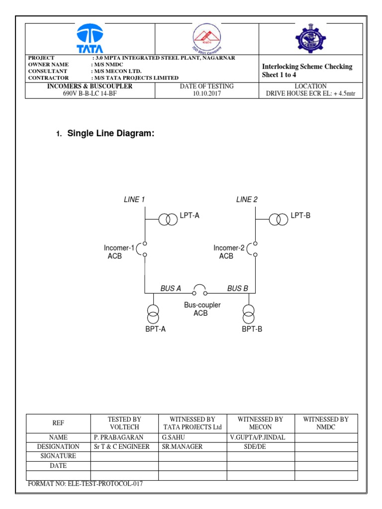 Two Incomers One Bus Coupler Scheme | PDF | Power (Physics ...