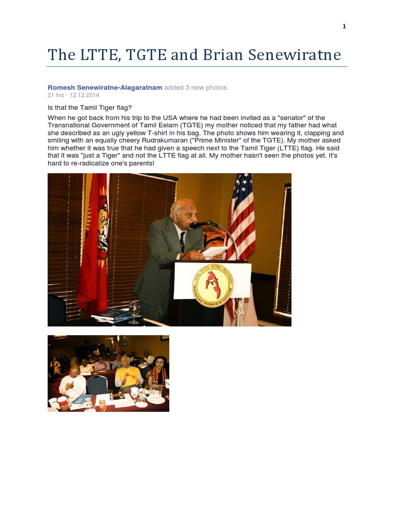 LTTE, TGTE and Brian Senewiratne | PDF | Sri Lanka