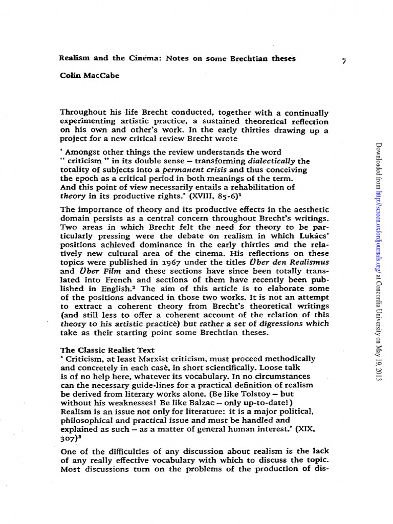 MacCABE, Colin - Realism-And-The-Cinema-Notes-On-Some-Brechtian-Theses ...