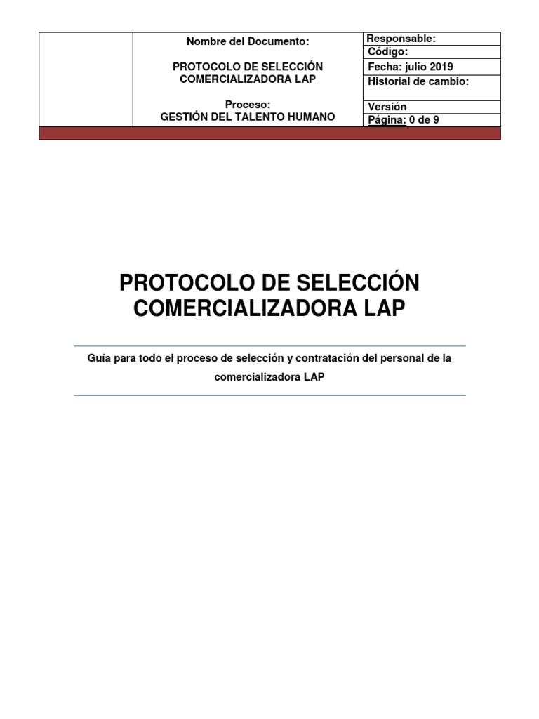 Protocolo de Contratación LAP | PDF | Gestión del talento | Logística