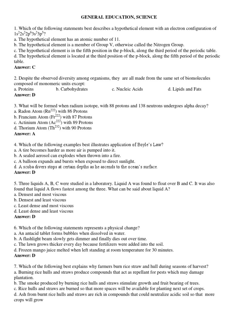 General Education Reviewer (All Subjects) | PDF | Chemical Elements ...