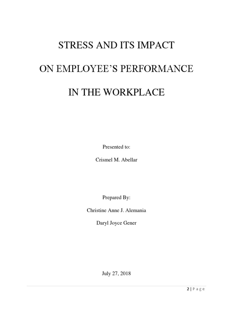 Task Performance Prelim (Business Report) | PDF | Occupational Stress ...