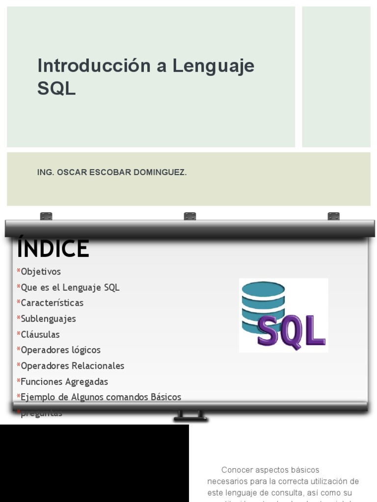 Introducción A Lenguaje SQL | PDF | SQL | Modelado científico