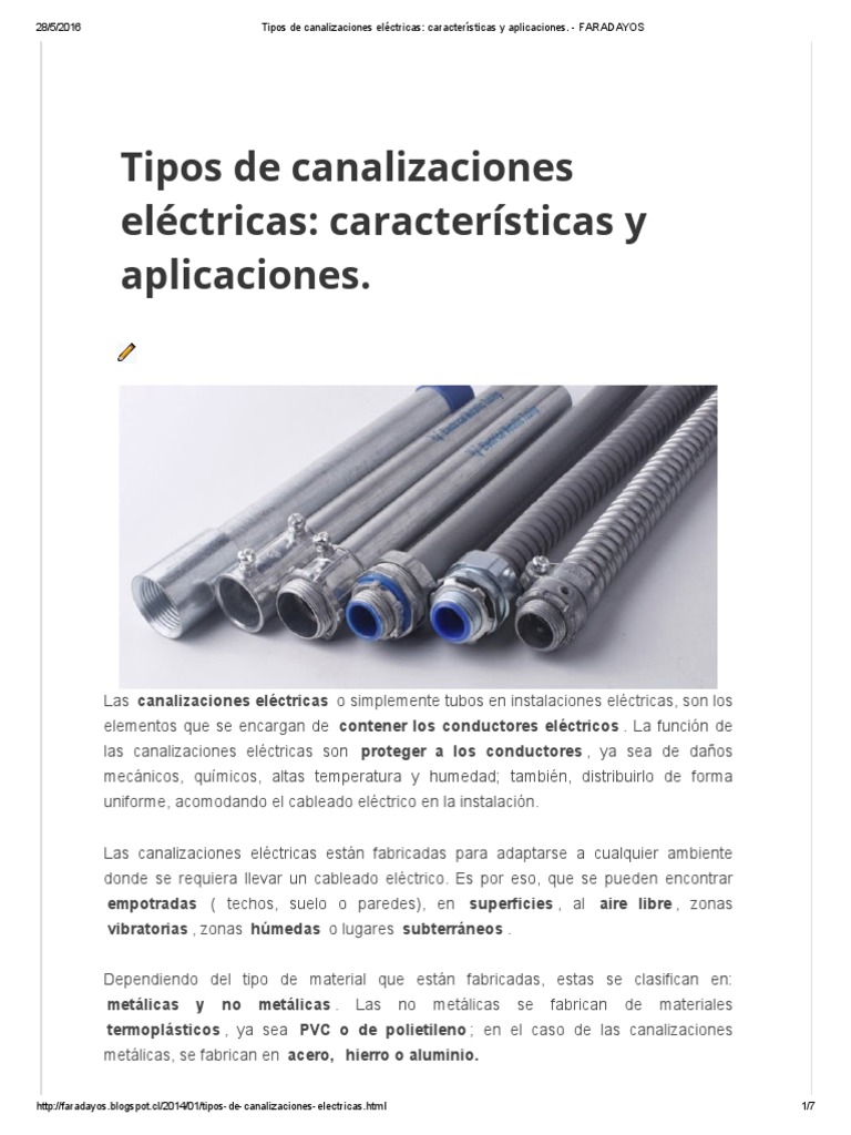 Tipos de canalizaciones eléctricas: características y aplicaciones | PDF | Cloruro de polivinilo ...