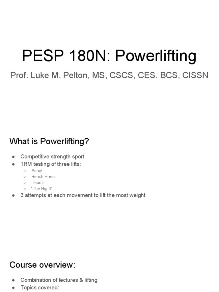 Introduction To Powerlifting | PDF