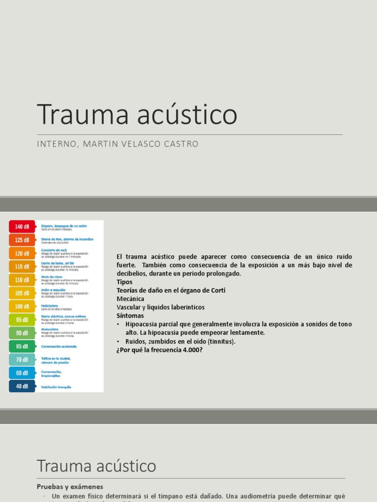 Trauma Acústico Crónico y Agudo | PDF | Oído | Lesión