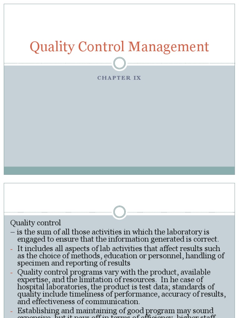 Quality Control Management | PDF | Sensitivity And Specificity ...