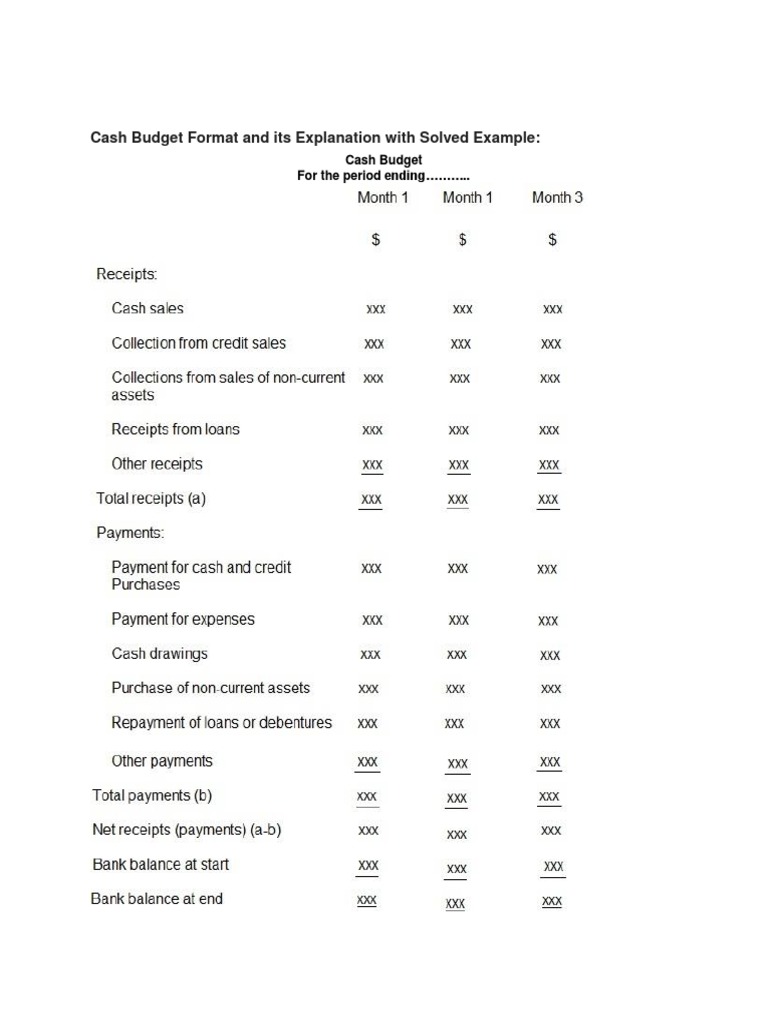Cash Budget Format and Its Explanation With Solved Example | PDF