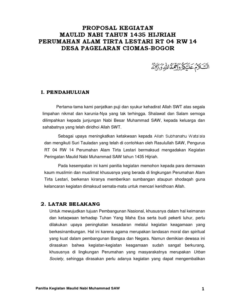 Proposal Kegiatan Maulid Nabi | PDF