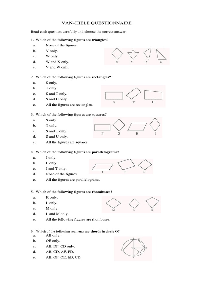 Test Van Hiele Orig | PDF | Rectangle | Triangle