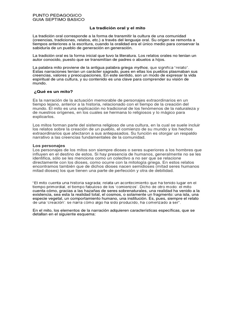 Mitos: Tradición Oral y Creación | PDF | Narrativa | Mitología griega