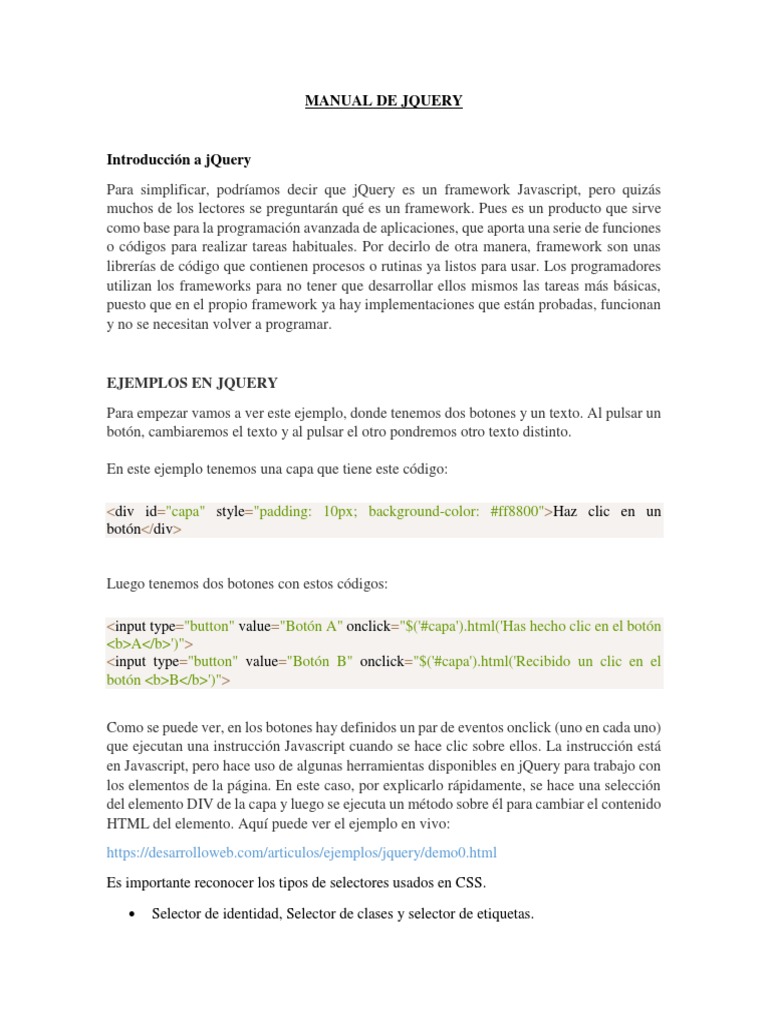 Manual de Jquery | PDF | Script Java | Hipervínculo