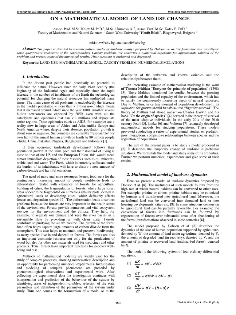 On A Mathematical Model of Land-Use Change | PDF | Deforestation ...