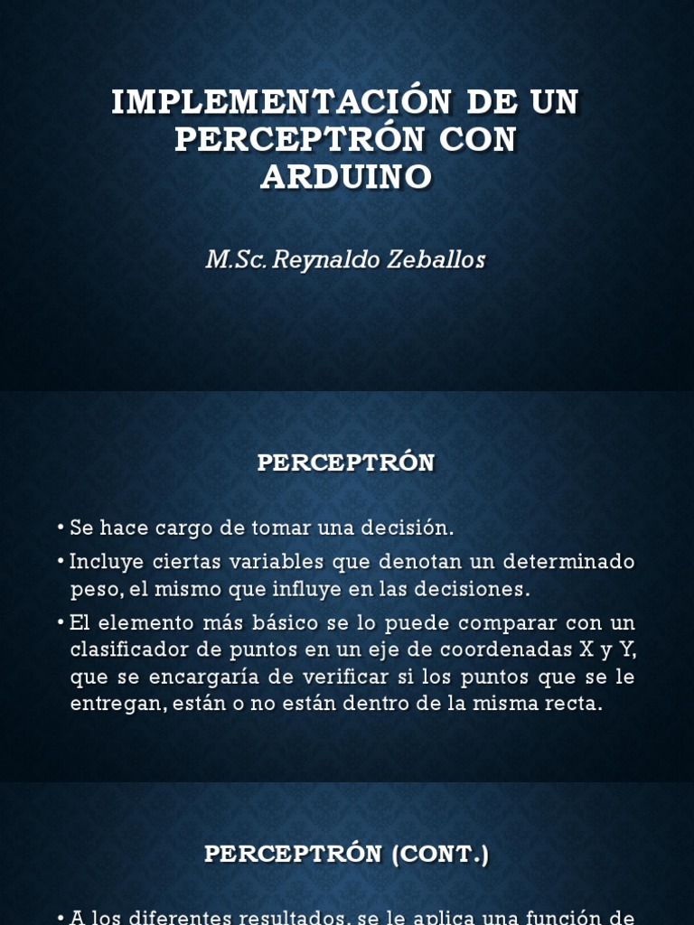 Implementación De Un Perceptrón Con Arduino Pdf Pdf Función