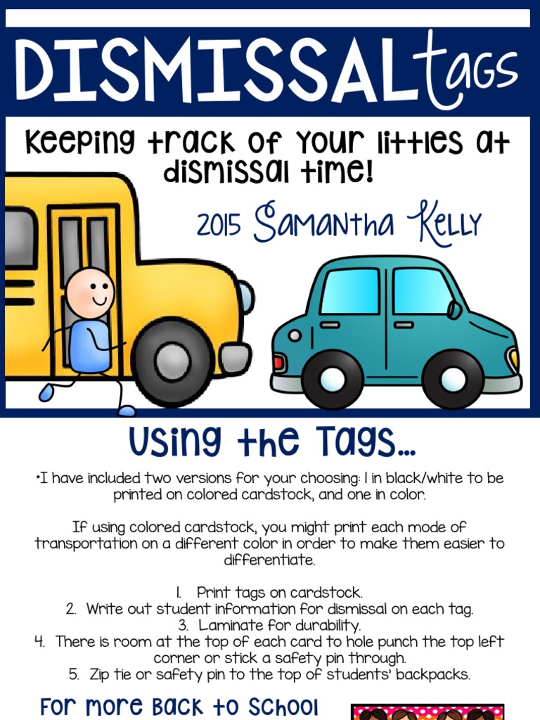 Dismissal: Keeping Track of Your Littles at Dismissal Time! | PDF