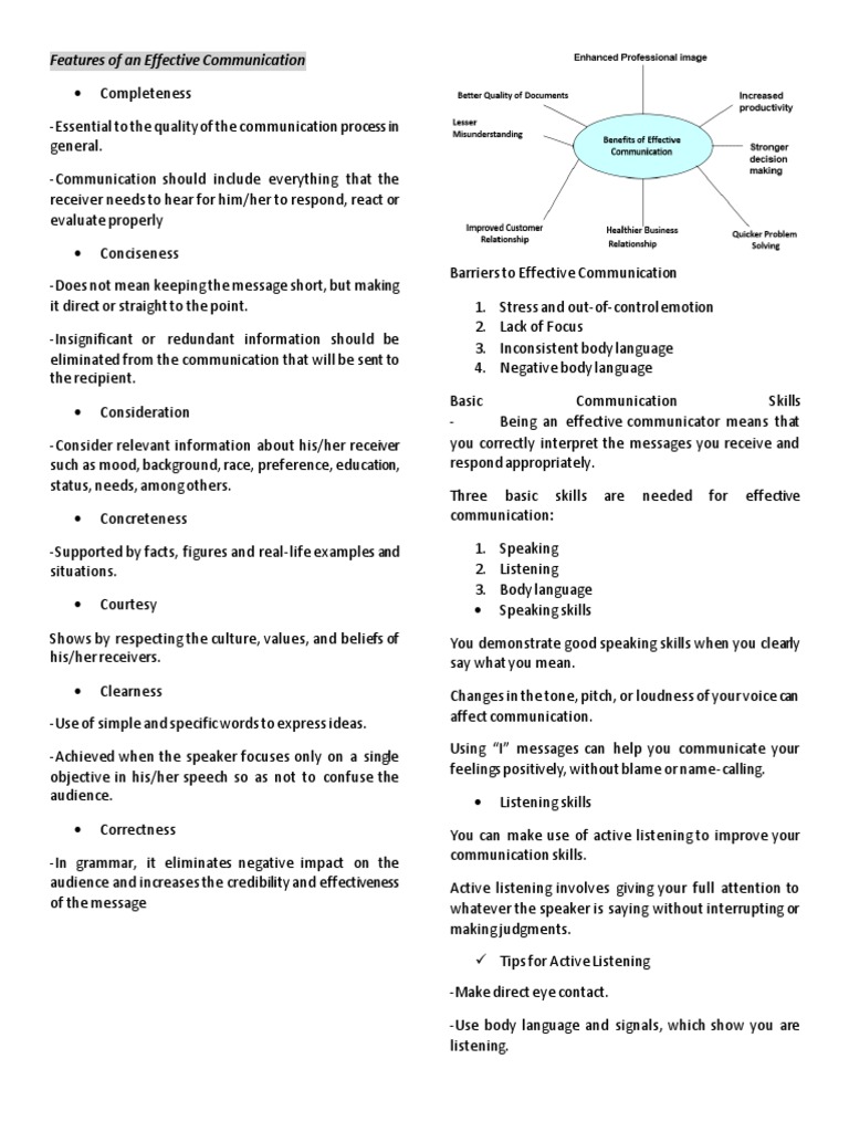 Features of An Effective Communication | PDF | Body Language | Cross ...