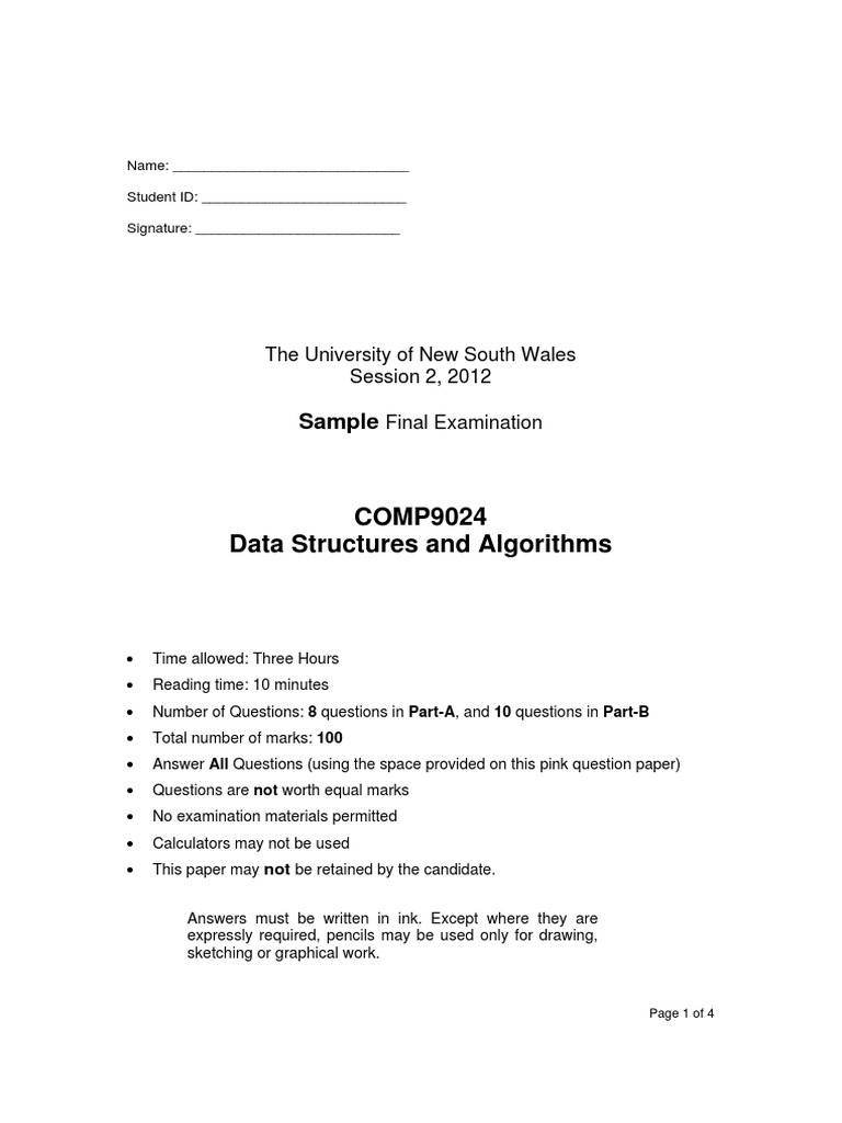 Comp9024 Data Structures And Algorithms Sample Pdf Vertex Graph Theory Theoretical