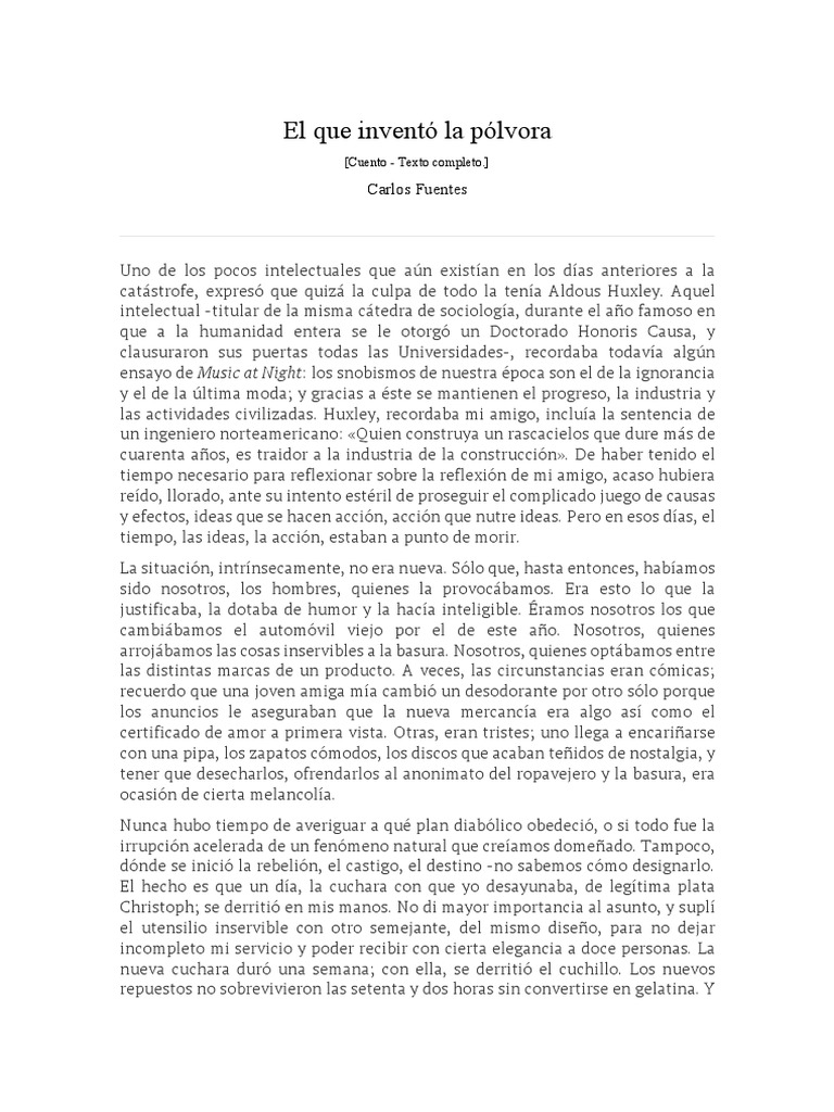 El Que Inventó La Pólvora - Carlos Fuentes | PDF | Residuos | Naturaleza
