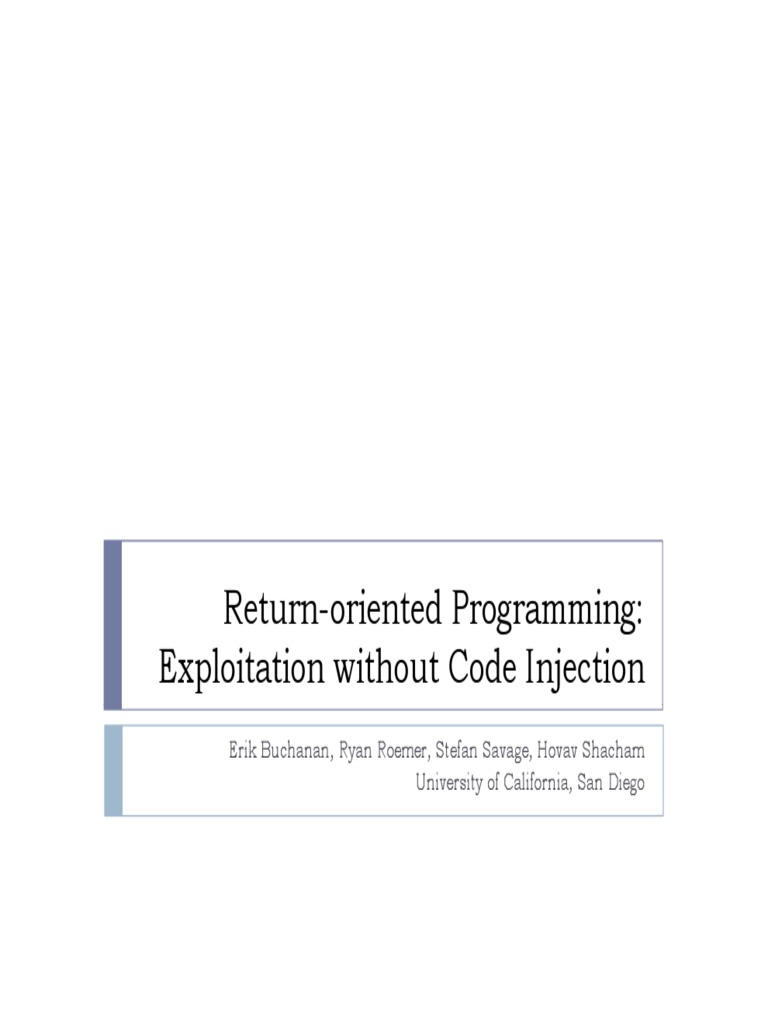 Return-Oriented Programming: Exploitation Without Code Injection | PDF | Office Equipment ...