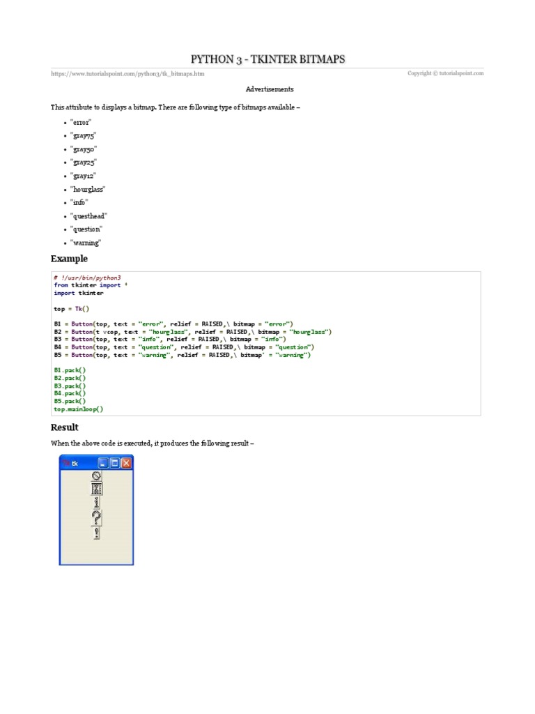 Tkinter Bitmaps | PDF