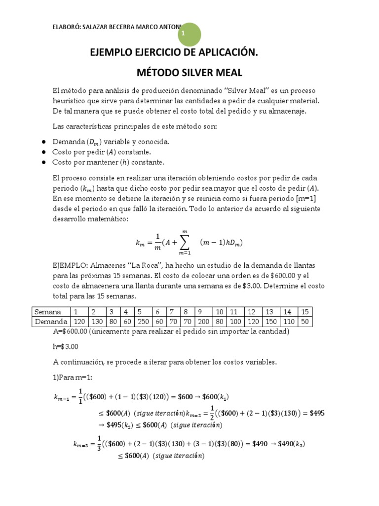 MÉTODO SILVER-MEAL Resuelto | PDF | Enseñanza de matemática