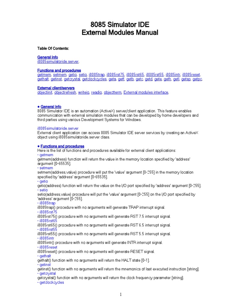8085 External Modules Manual | PDF | Subroutine | Integrated ...