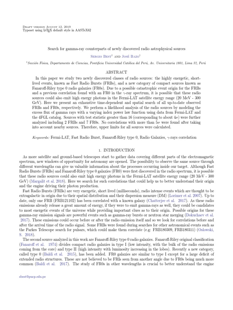 Paper Radio Sources | PDF | Astronomy | Physics