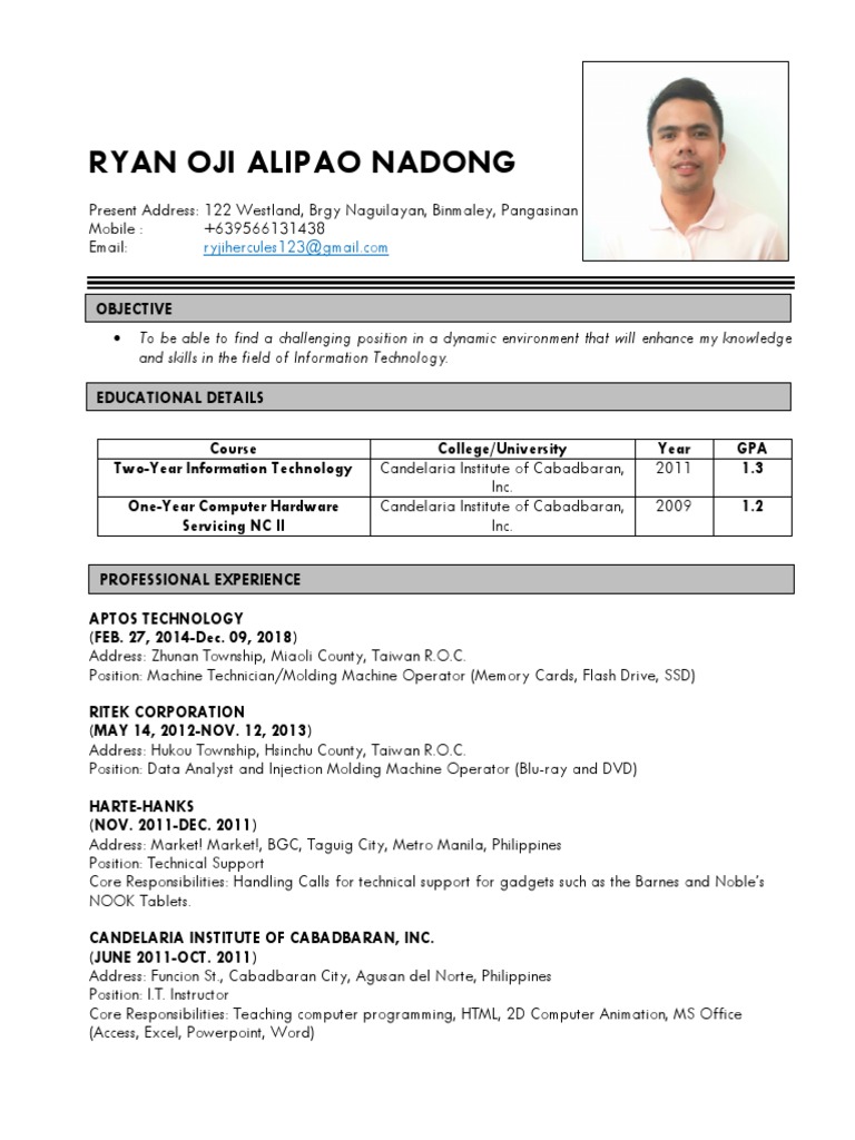 Ryan Resume | PDF | Digital Technology | Computing