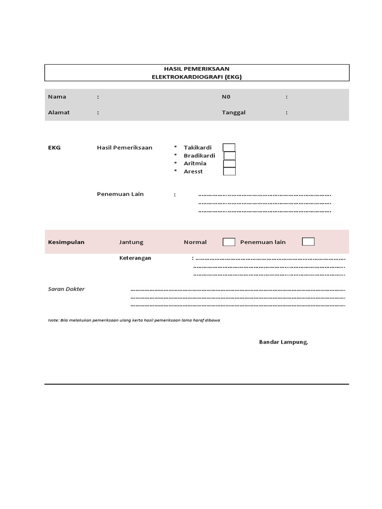 Blangko Hasil Pemeriksaan Ekg | PDF