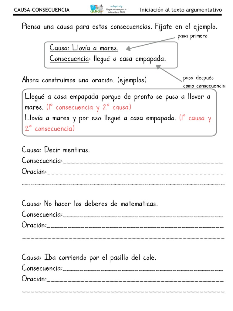 actividad de causa consecuencia