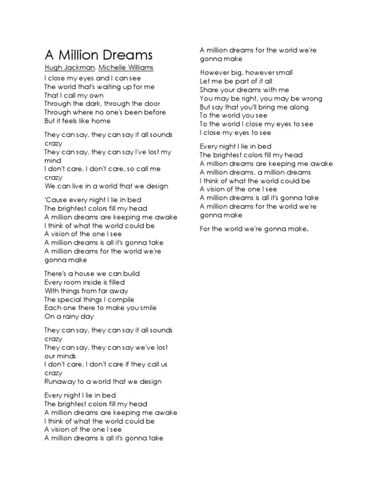 A Million Dreams | PDF