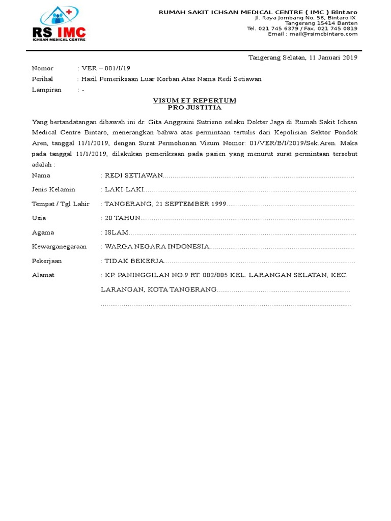 Surat Visum Kosong (Permintaan Visum) | PDF