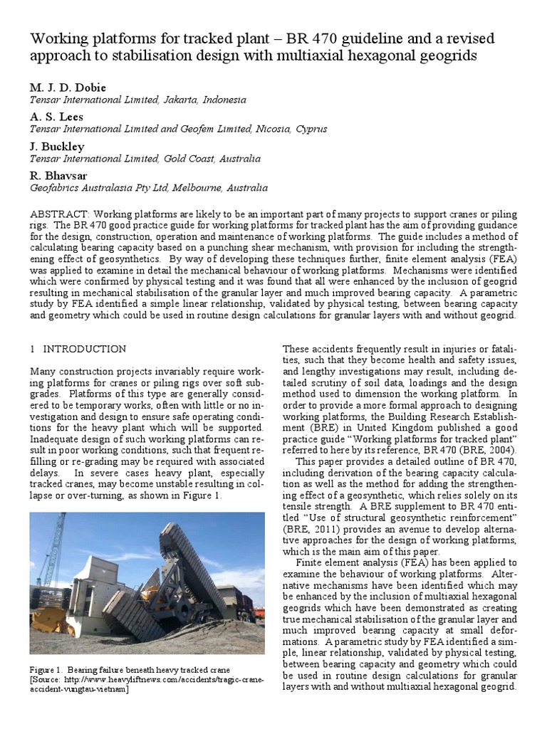 Working Platform For Tracked Plant Br470 Guideline And Revised