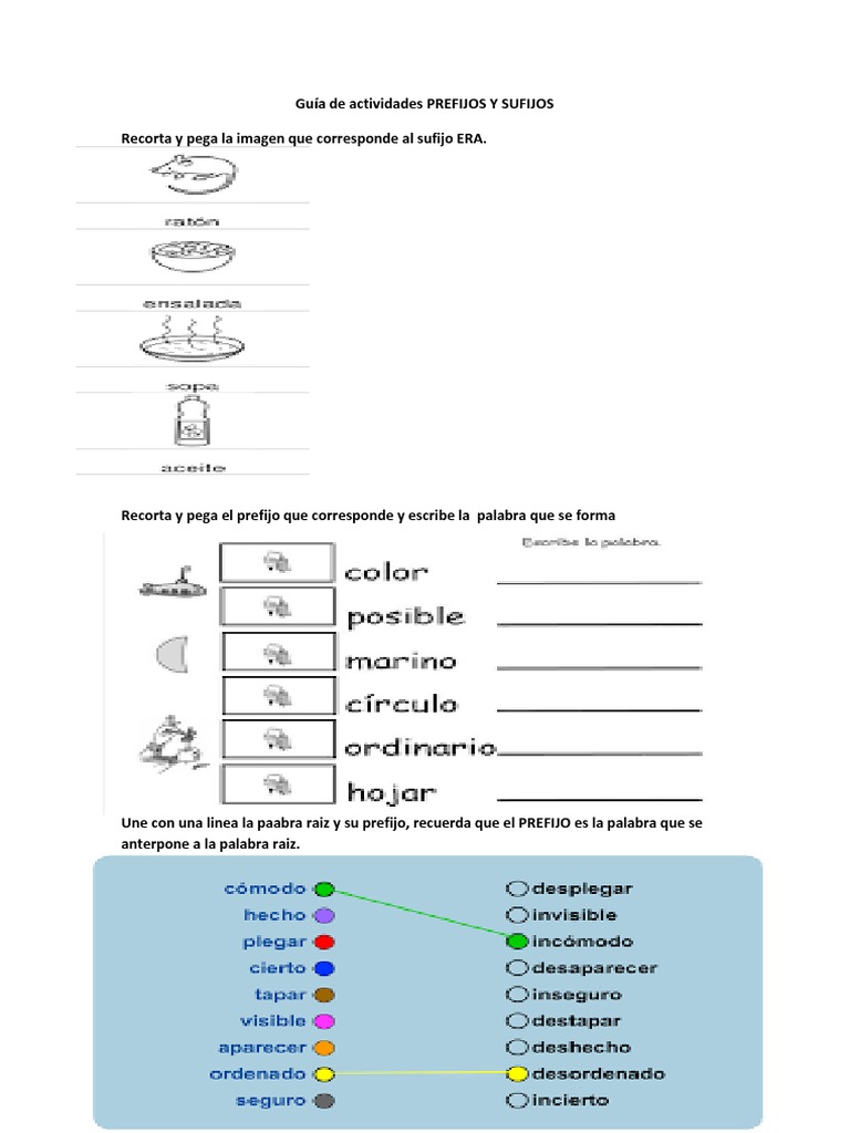 Hojas De Trabajo De Raíces, Prefijos Y Sufijos