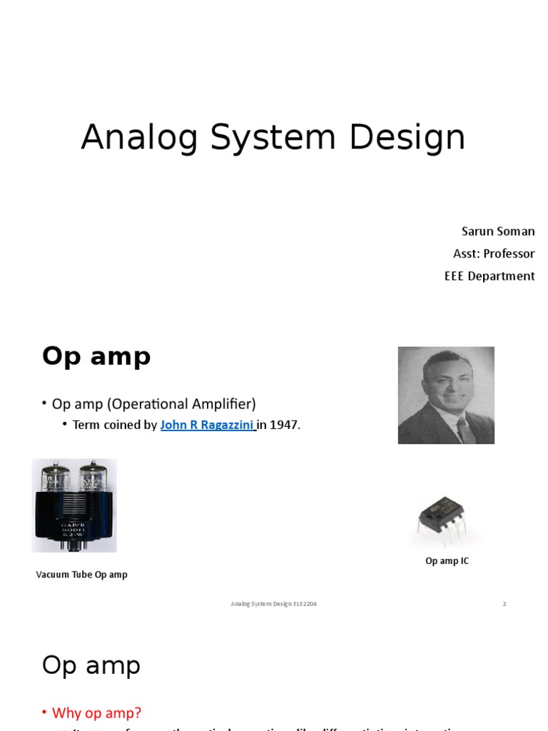 Analog System Design-1 | PDF | Operational Amplifier | Amplifier