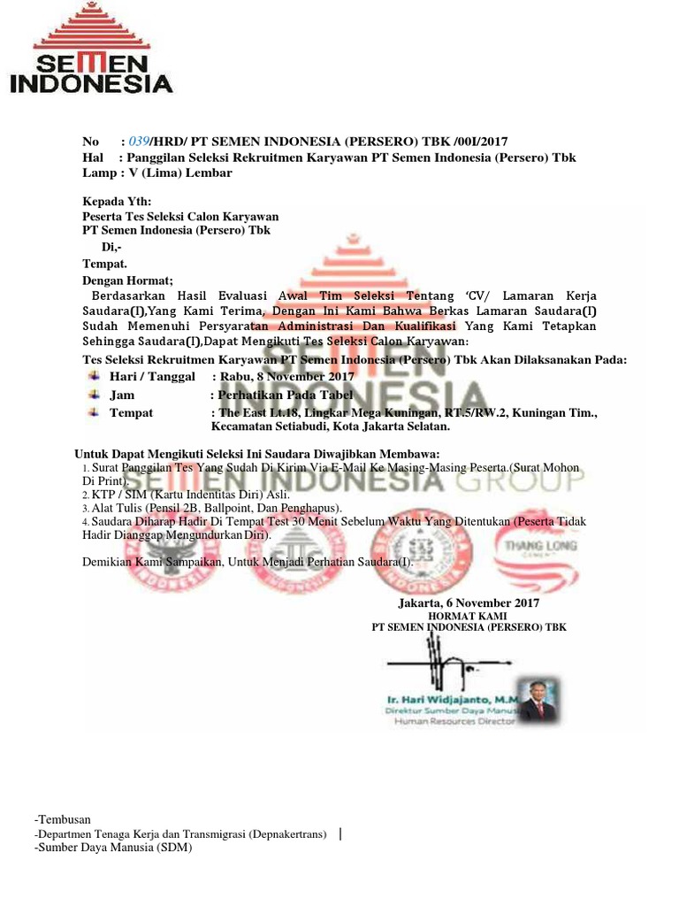 Contoh Surat Semen Padang | PDF