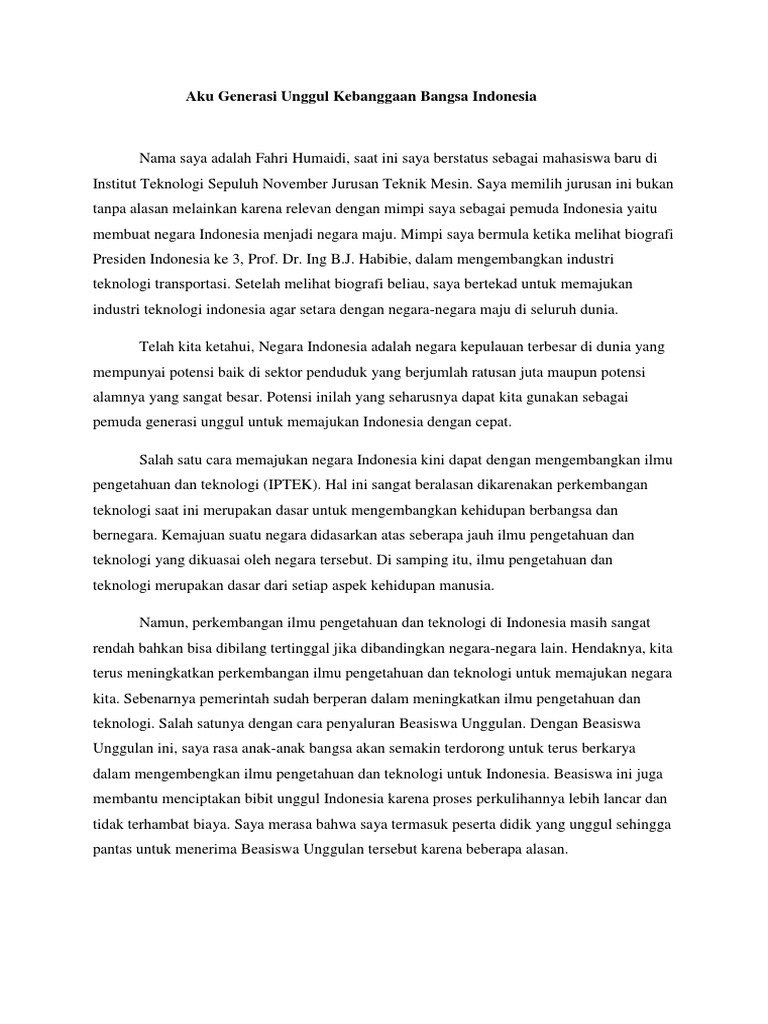 Contoh Essay Beasiswa | PDF