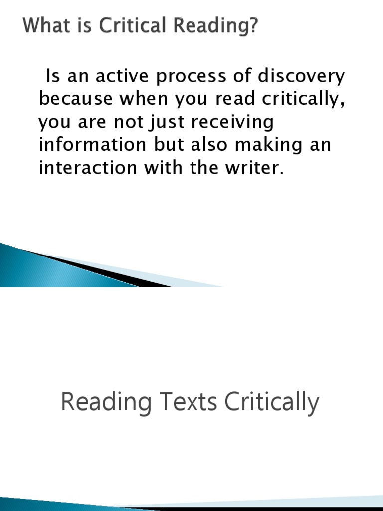 Critical Reading | PDF