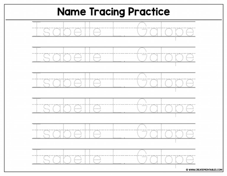 Name Writing Practice-Isabelle L. Galope | PDF