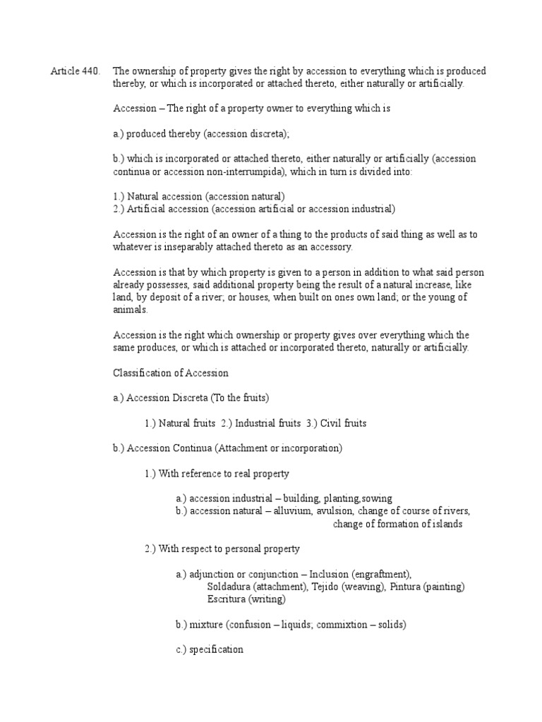 Property (Paras) - Right of Accession Chapter 2 | PDF | Sowing | Real ...