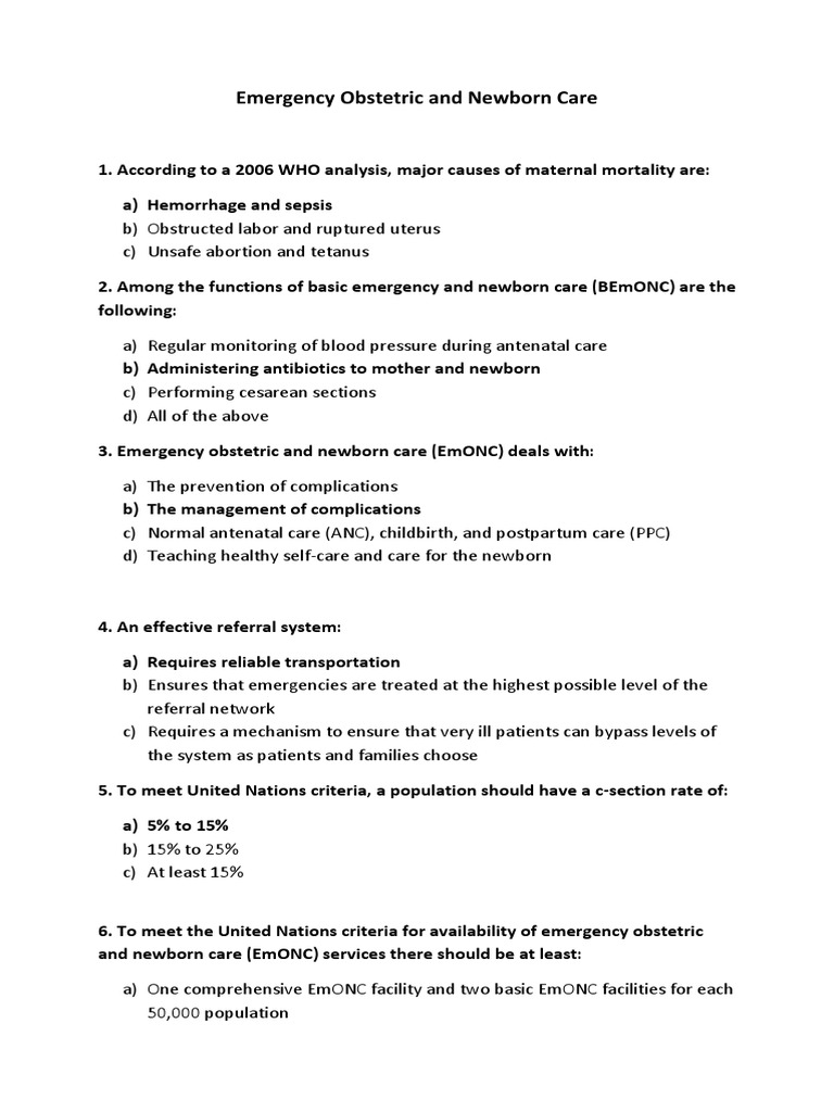 Emergency Obstetric Care Guidelines | PDF | Maternal Death | Childbirth
