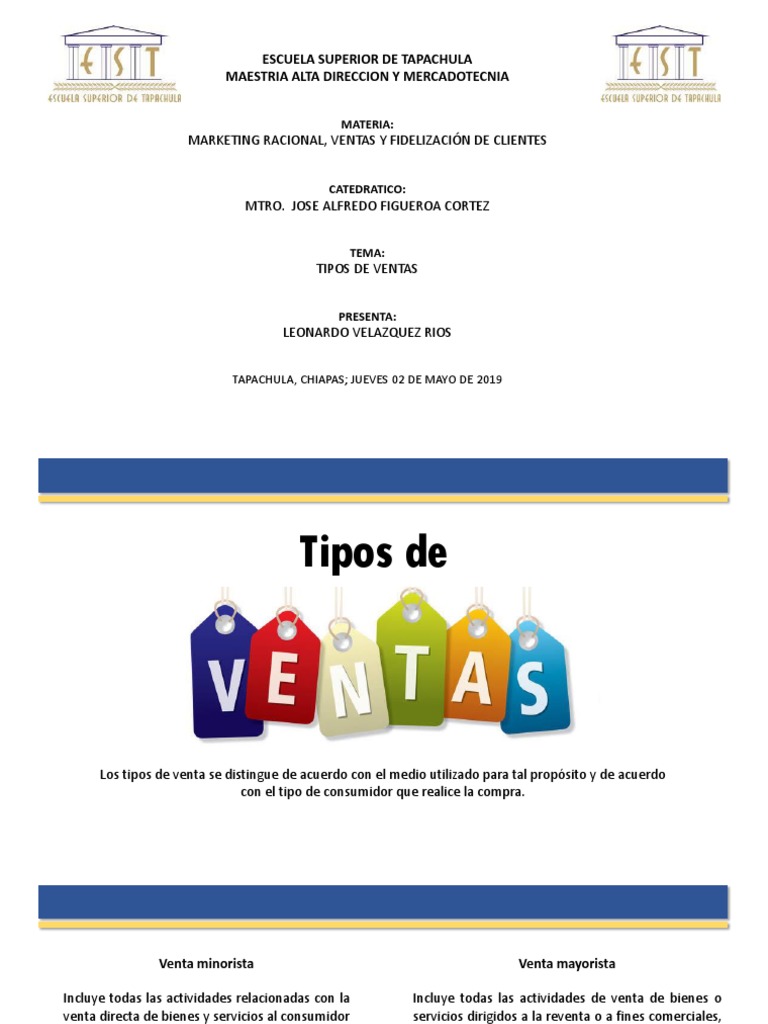 Tipos de Ventas | PDF | Al por menor | Marketing