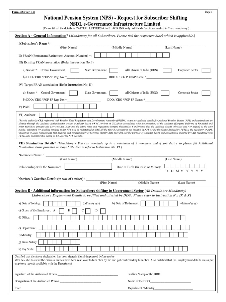 Blank NPS Form | PDF | Identity Document | Asset Allocation