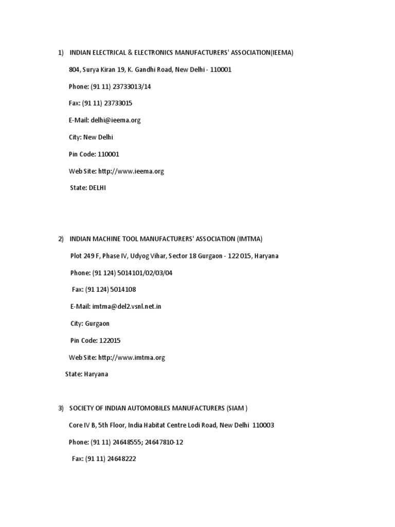 Trade Associations List | PDF | New Delhi